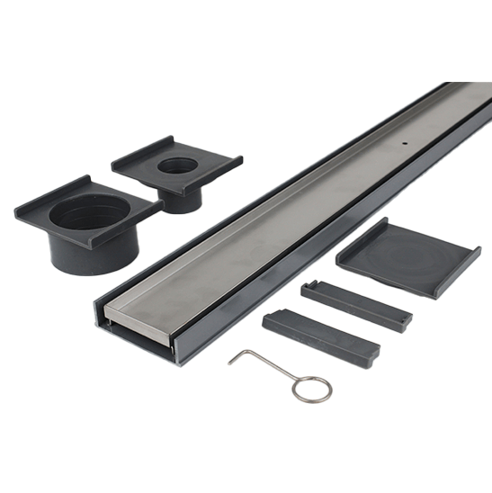 Plastic Strip Drain Kit + SS Tile Insert Grate | Steel Builders